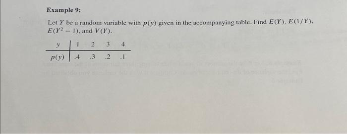 Solved Let Y be a random variable with p(y) given in the | Chegg.com