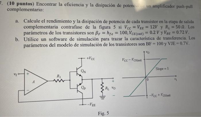 Solved Find the efficiency and the power dissipation of a | Chegg.com