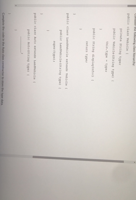 Solved Consider the following class hierarchy: public class | Chegg.com