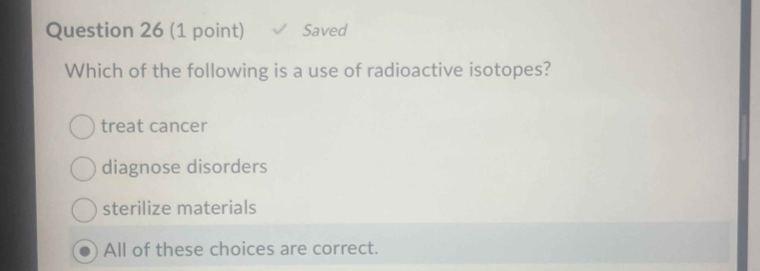 Solved Question 26 (1 ﻿point) ﻿SavedWhich of the following | Chegg.com