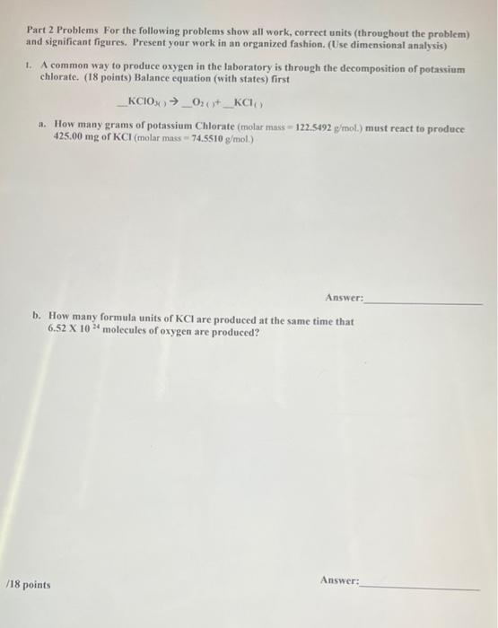 Solved Part 2 Problems For the following problems show all | Chegg.com