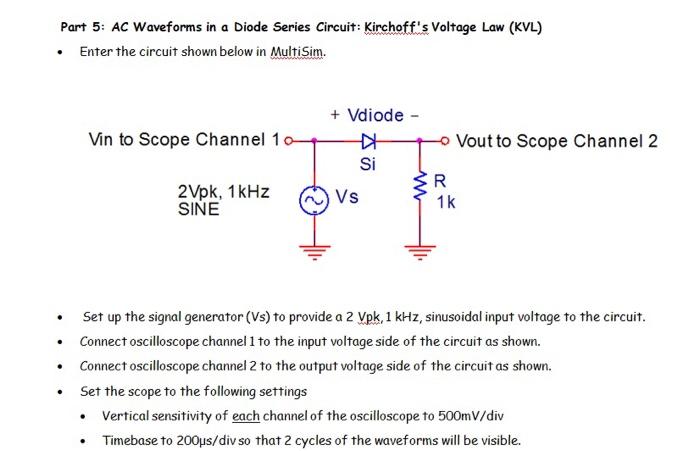 Part 5: AC Waveforms in a Diode Series Circuit: | Chegg.com