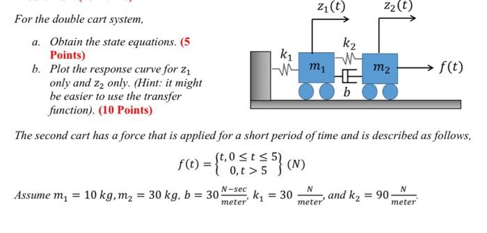 Solved For the double cart system, a. Obtain the state | Chegg.com