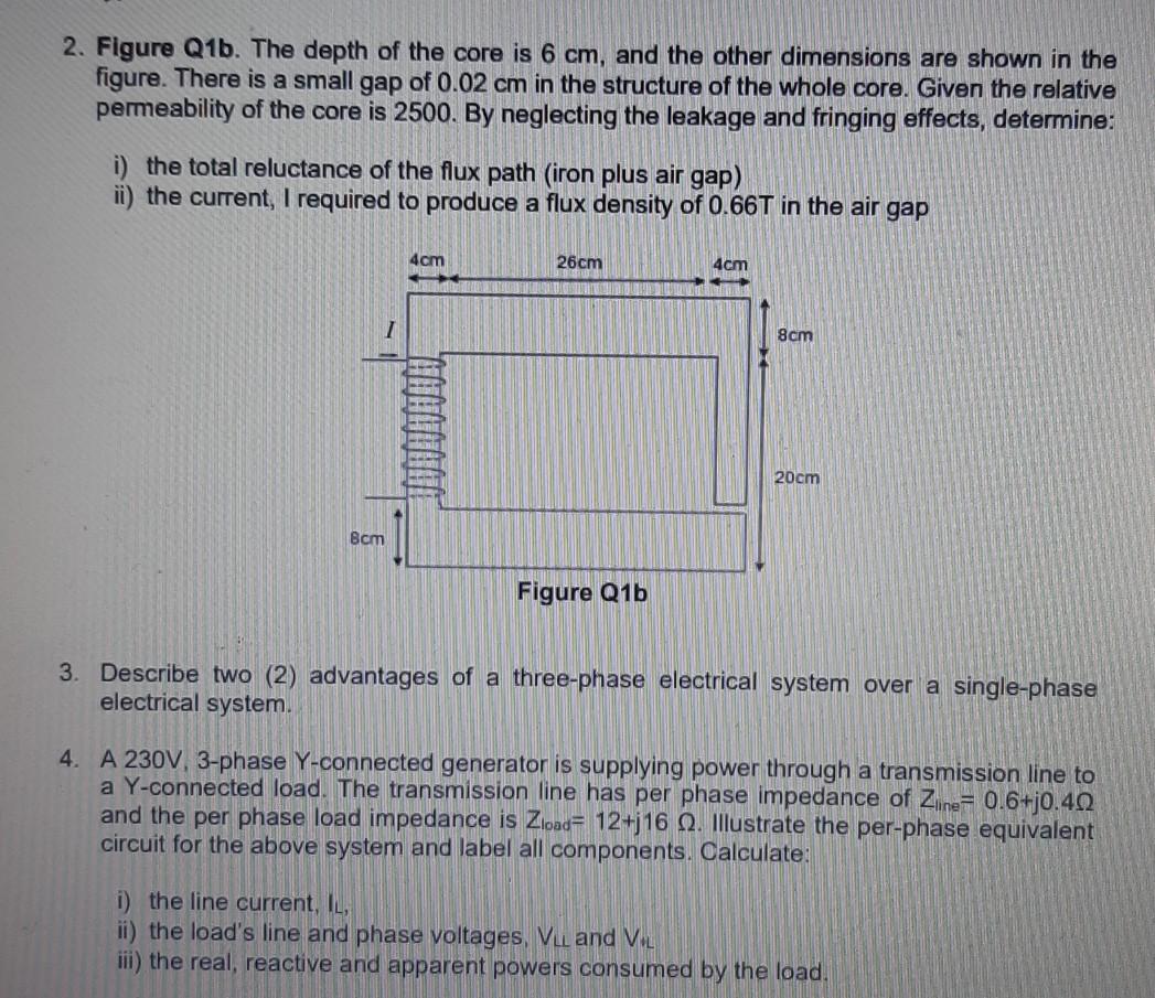 Solved 2. Figure Q1b. The depth of the core is 6 cm, and the | Chegg.com
