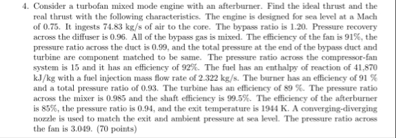 Consider a turbofan mixed mode engine with an | Chegg.com