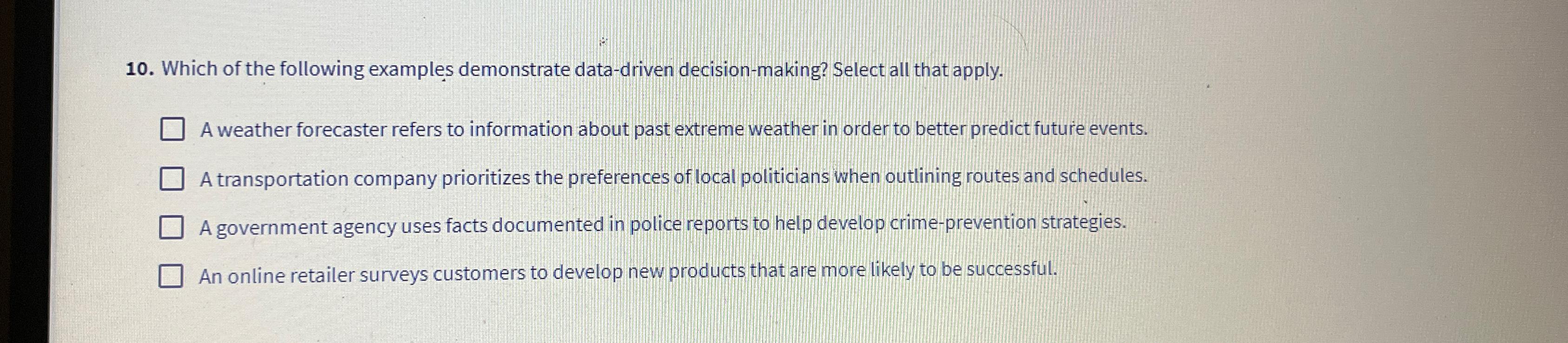 Solved Which of the following examples demonstrate | Chegg.com