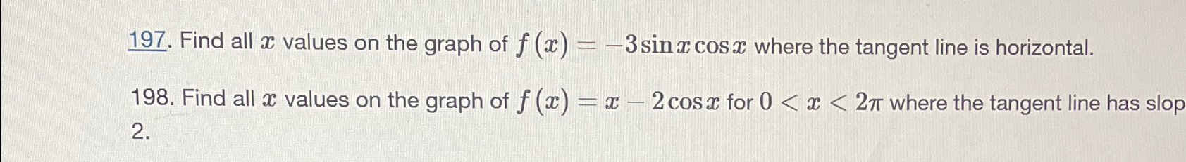 Solved Find all x ﻿values on the graph of f(x)=-3sinxcosx | Chegg.com