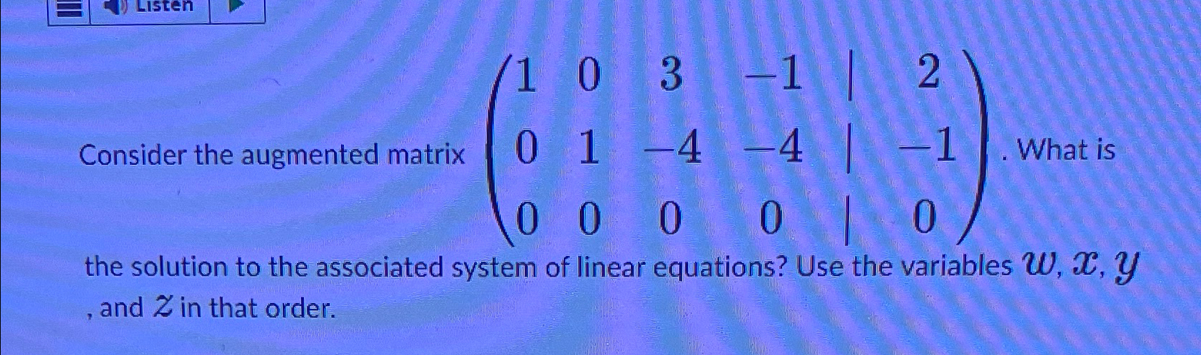 the solution to the associated system of linear | Chegg.com