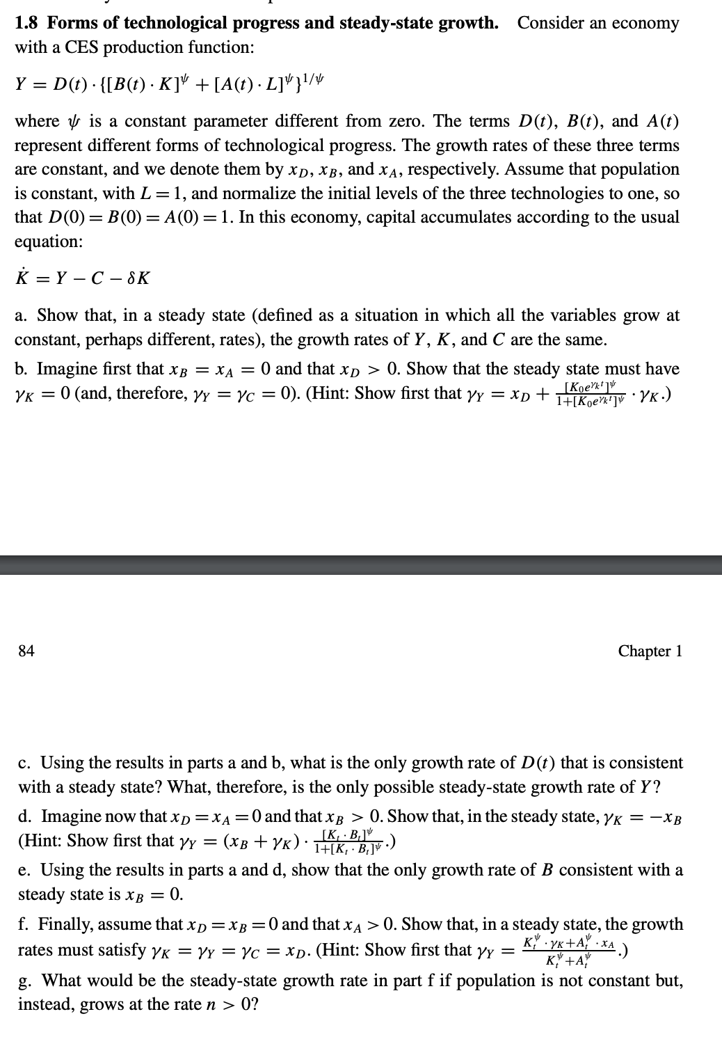 Solved 1.8 ﻿Forms of technological progress and steady-state | Chegg.com