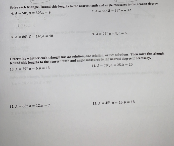 Solved Solve each triangle. Round side lengths to the | Chegg.com