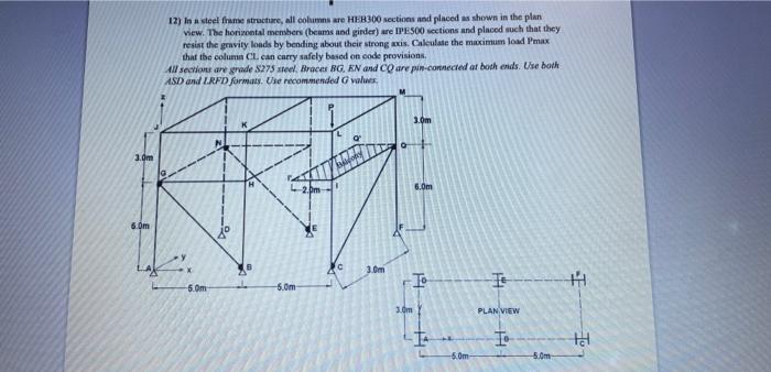 12) In a steel frame stracture, all columns are HEH | Chegg.com