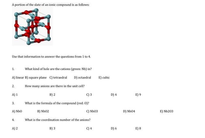 Solved A portion of the slate of an ionic compound is as | Chegg.com