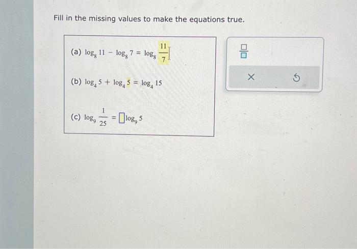 Solved Fill in the missing values to make the equations | Chegg.com