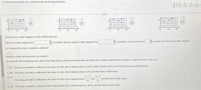 Solved For the tollowing data set, complete parts (a) Grough | Chegg.com