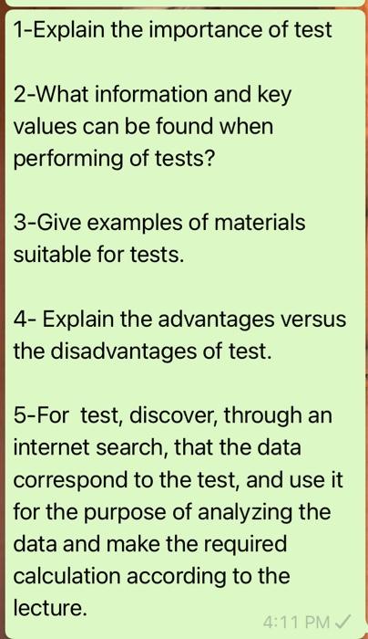 Solved 1-Explain the importance of test 2-What information | Chegg.com