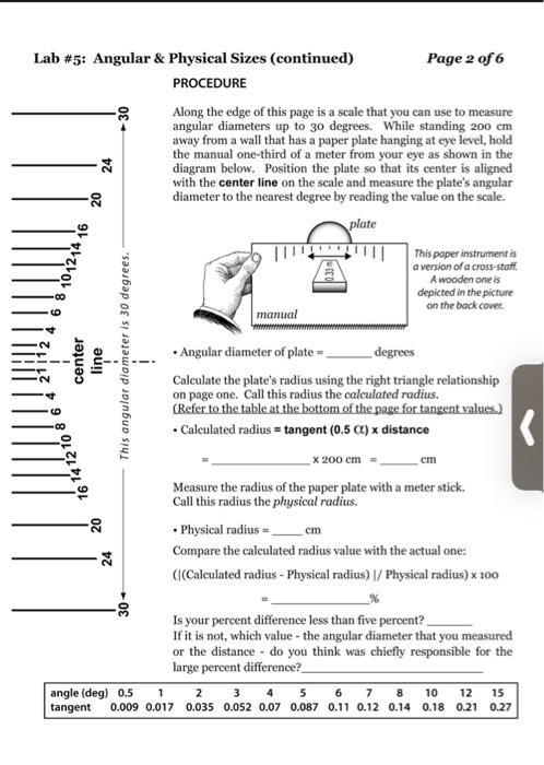 30 Lab #5: Angular & Physical Sizes (continued) Page | Chegg.com