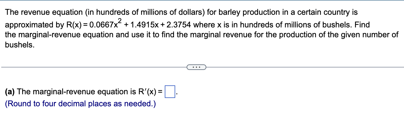 Solved The revenue equation (in hundreds of millions of | Chegg.com