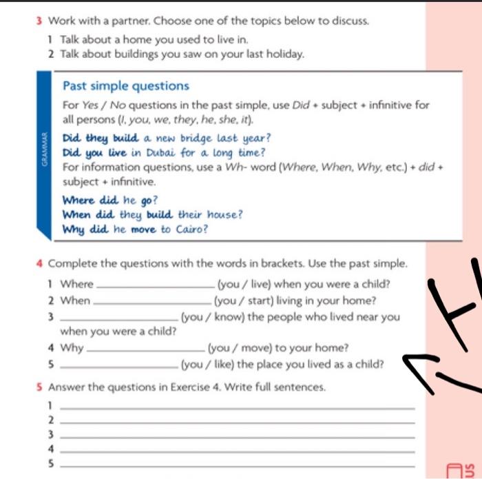 Past simple questions For Yes / No questions in the | Chegg.com