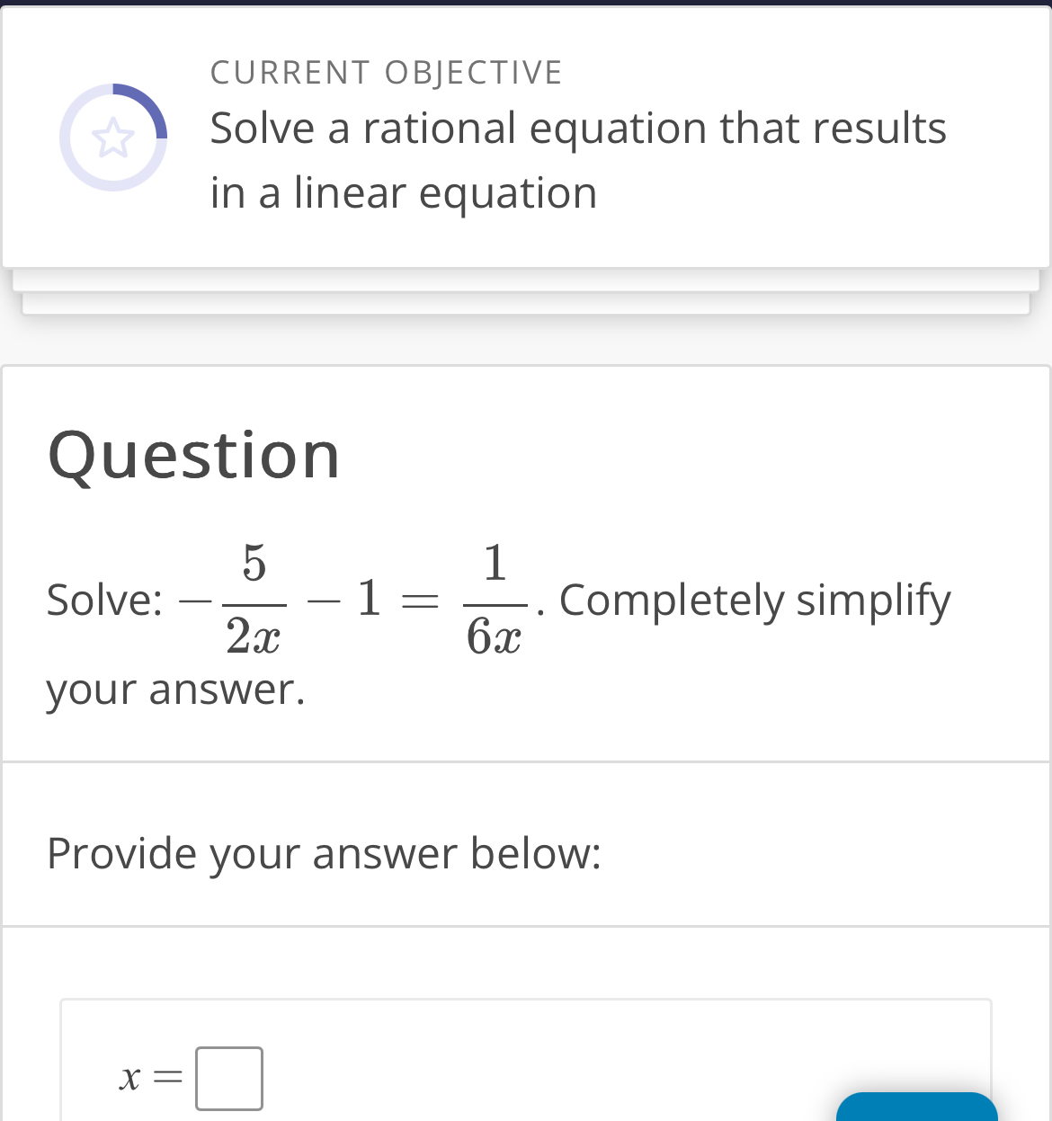 Solved CURRENT OBJECTIVESolve a rational equation that | Chegg.com