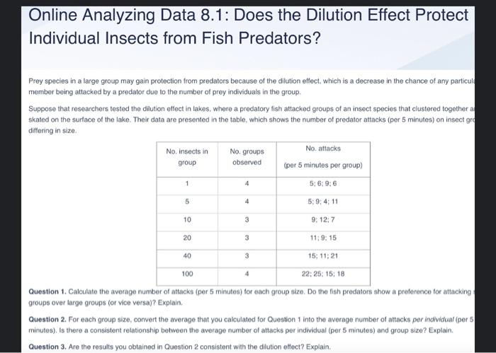 Solved Online Analyzing Data 8.1: Does the Dilution Effect | Chegg.com