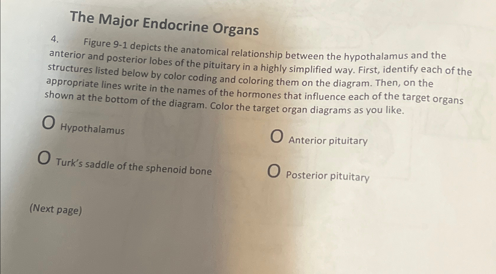 Solved The Major Endocrine Organs4. ﻿Figure 9-1 ﻿depicts the | Chegg.com