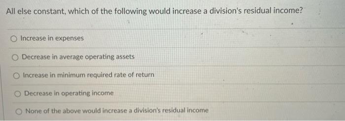 Solved All else constant, which of the following would | Chegg.com