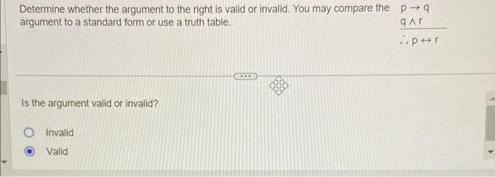 Solved Determine whether the argument to the right is valid | Chegg.com