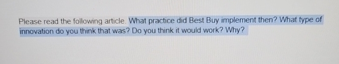 Solved smashing the clock ﻿What practice did Best Buy | Chegg.com
