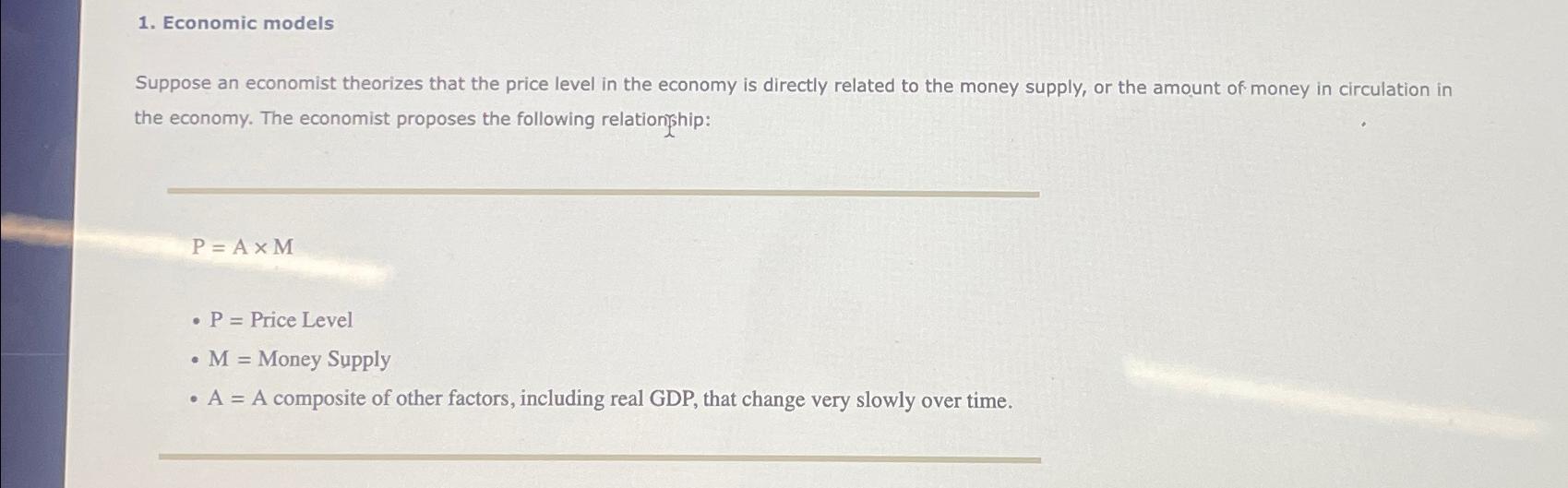 Solved Economic modelsSuppose an economist theorizes that | Chegg.com