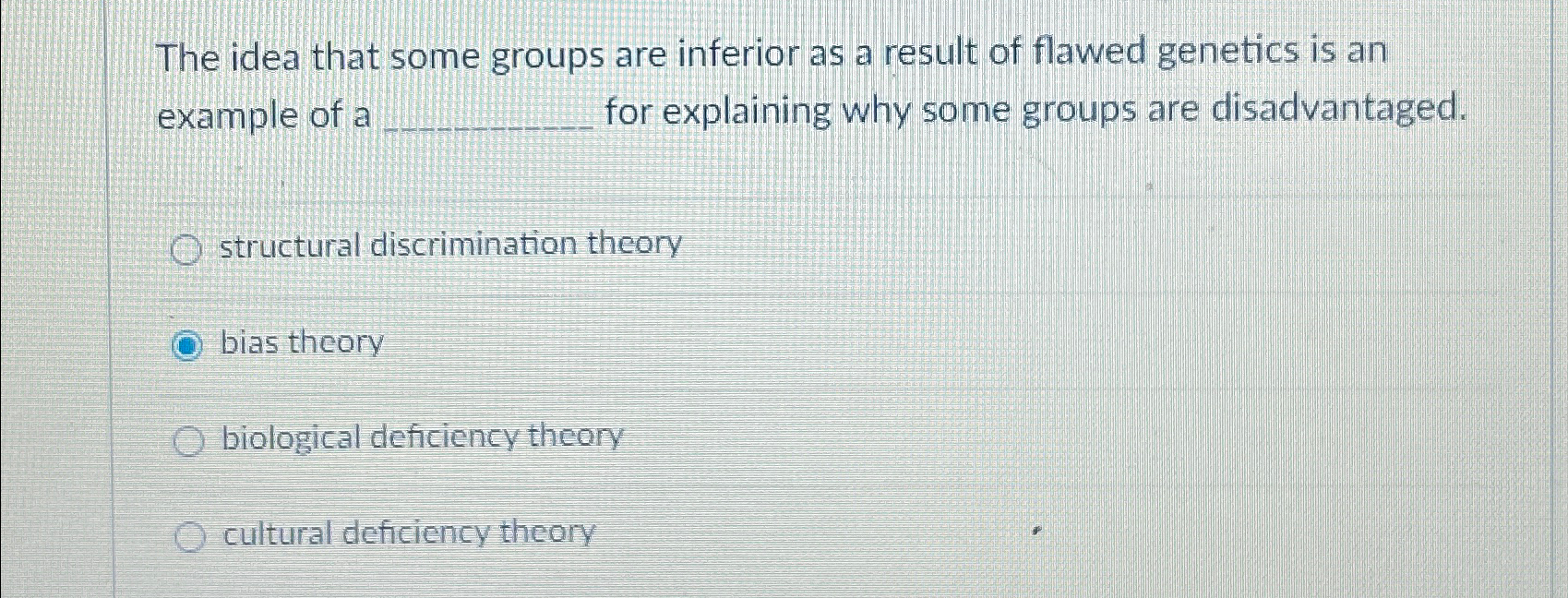 Solved The idea that some groups are inferior as a result of | Chegg.com