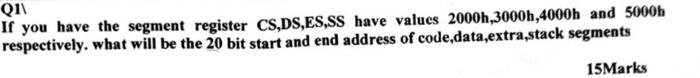Solved Q11 If you have the segment register CS,DS,ES,SS have | Chegg.com