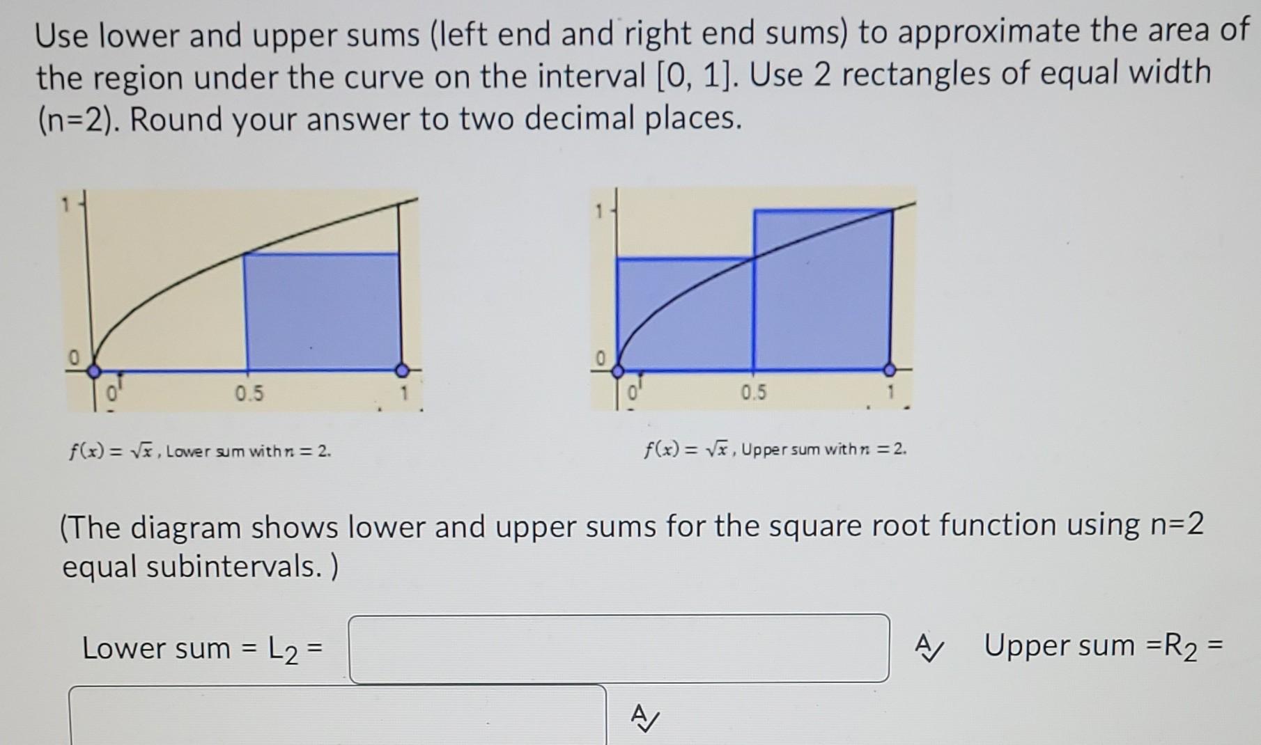 Solved Use lower and upper sums (left end and right end | Chegg.com