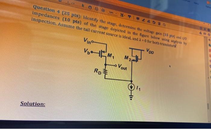 Solved inspection, Assume the of the stage depicted in the | Chegg.com