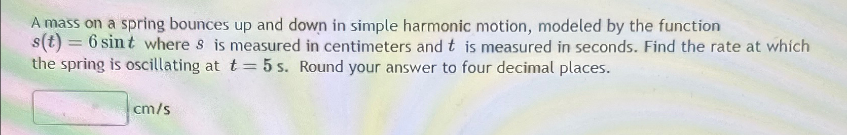 Solved A mass on a spring bounces up and down in simple | Chegg.com