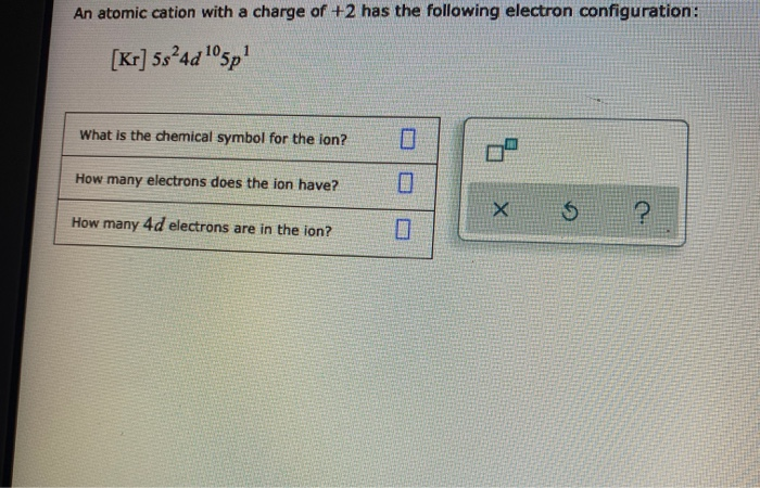 Solved An atomic cation with a charge of +2 has the | Chegg.com
