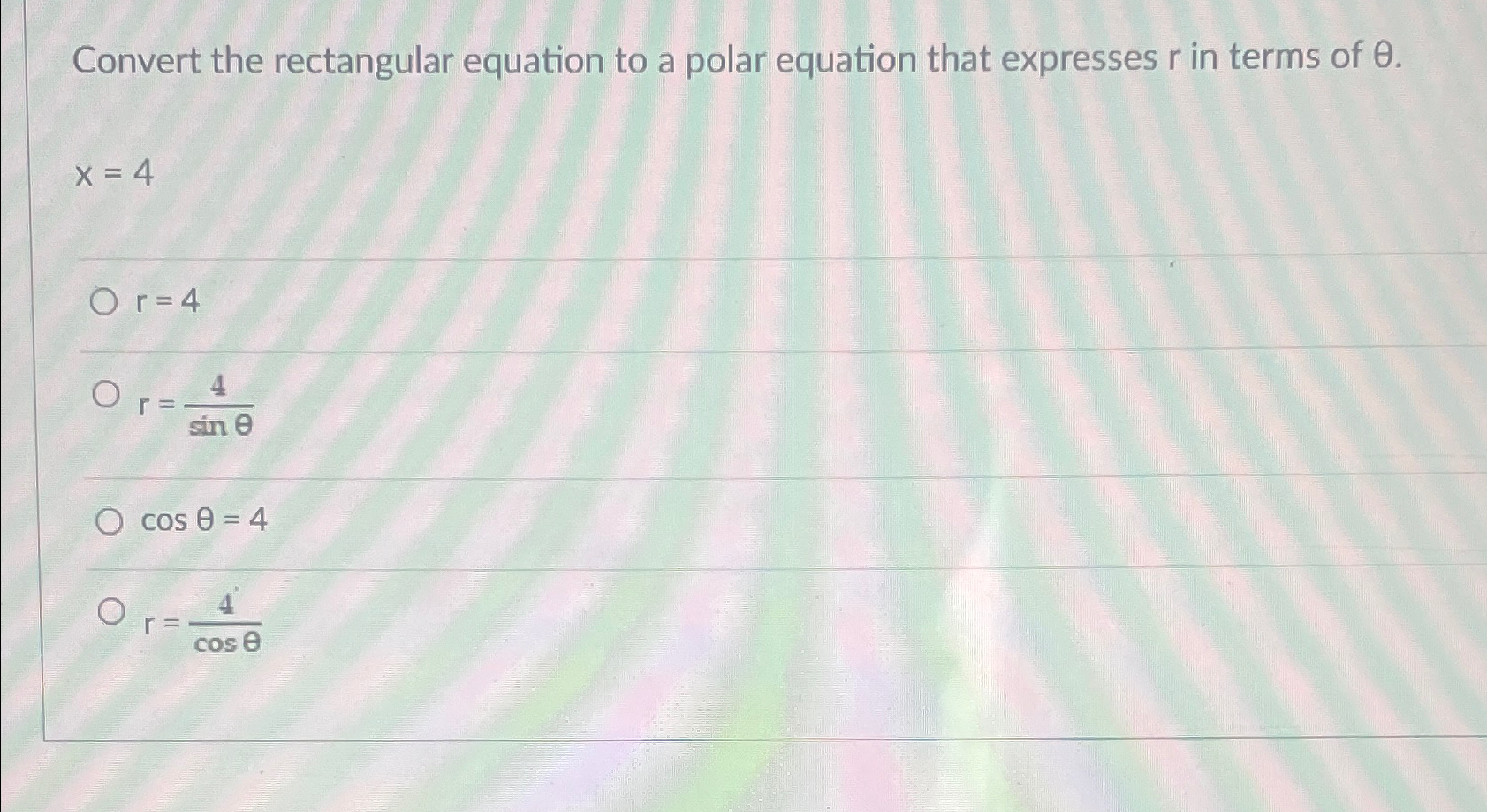 Solved Convert the rectangular equation to a polar equation | Chegg.com