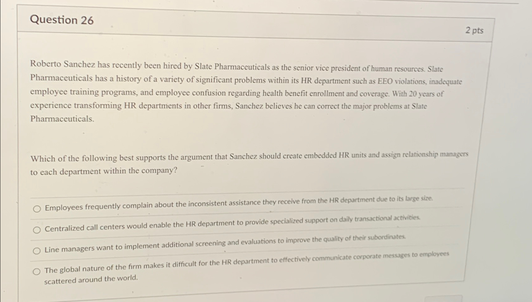 Solved Question 262 ﻿ptsRoberto Sanchez has recently been | Chegg.com