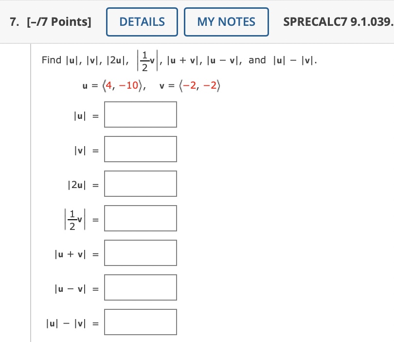 Solved Find |u|,|v|,|2u|,|12v|,|u+v|,|u-v|, and | Chegg.com Solved Find |u|,|v|,|2u|,|12v|,|u+v|,|u-v|, and | Chegg.com