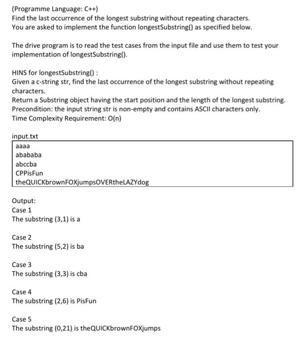 Solved (Programme Language: C++) Find the last occurrence of | Chegg.com