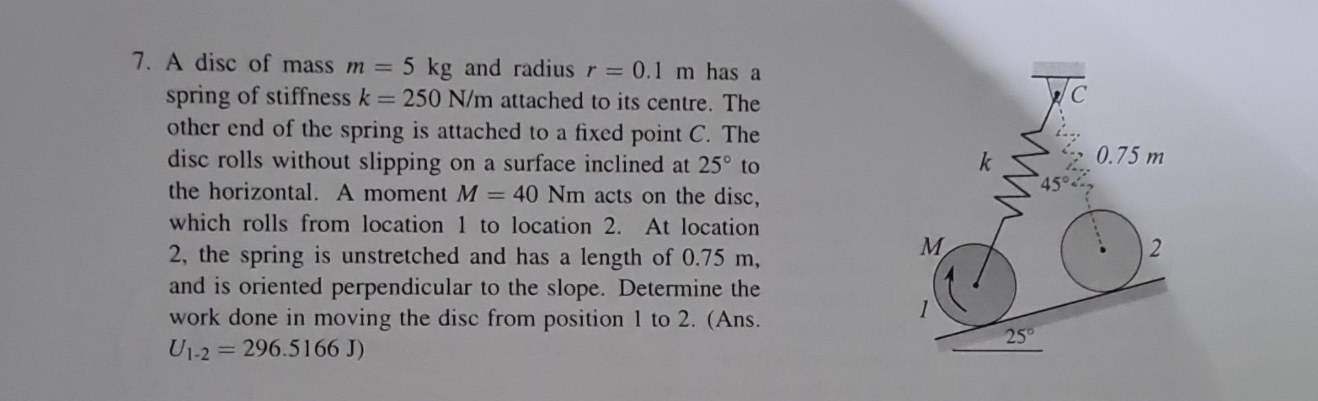 Solved 7. A disc of mass m=5 kg and radius r=0.1 m has a | Chegg.com