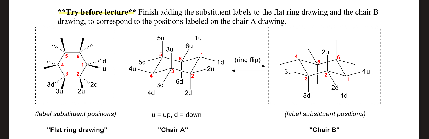Solved Finish adding the substituent labels to the flat ring | Chegg.com