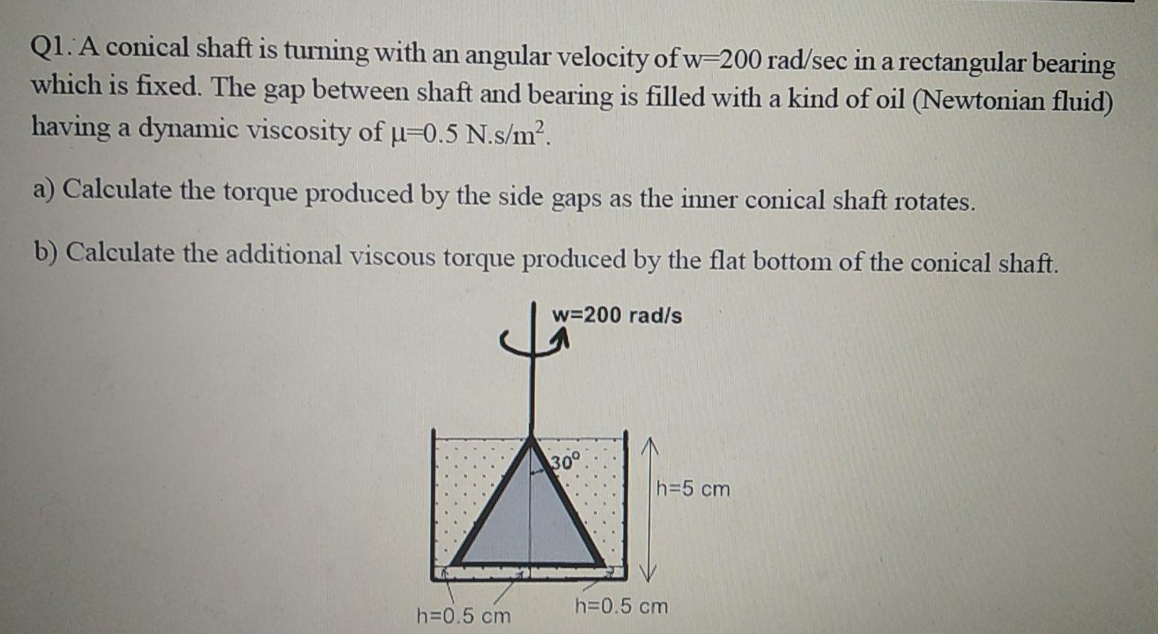 Solved Q1. A conical shaft is turning with an angular | Chegg.com