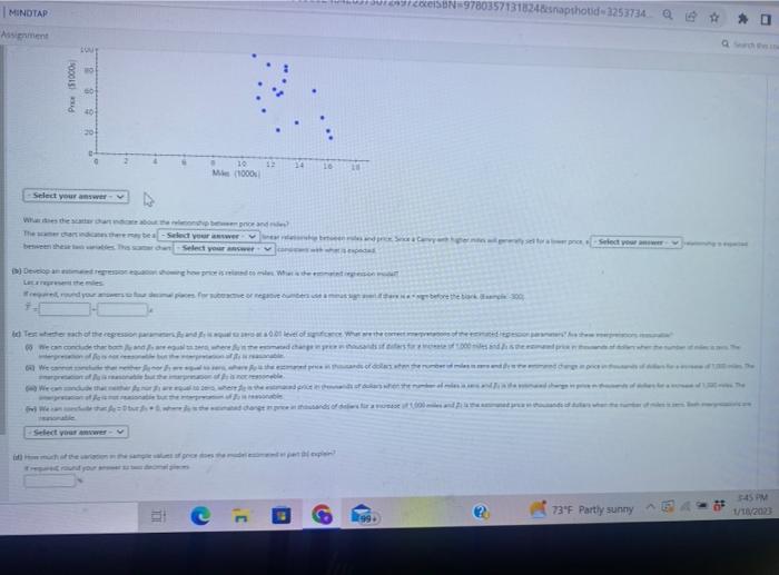 DATAa) Choose a scatter chart below with 'Miles | Chegg.com