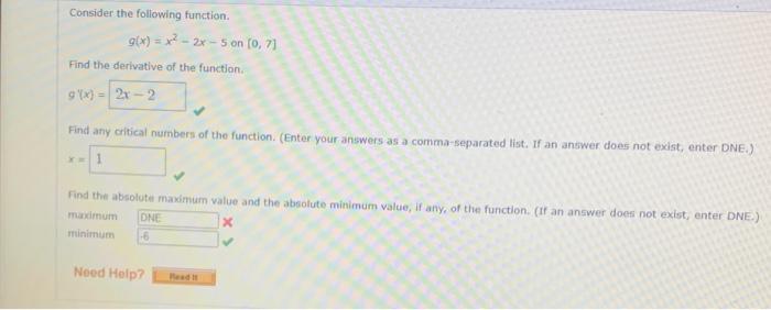 Solved Consider the following function. g(x)=x2−2x−5 on | Chegg.com
