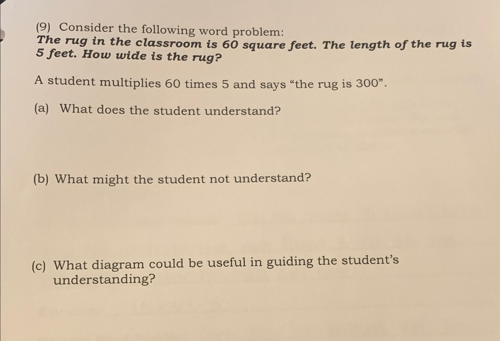 Solved (9) ﻿Consider the following word problem:The rug in | Chegg.com