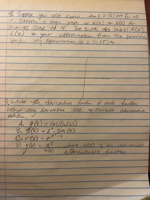 4. Suppose you also know that k′′(x)>0 for all x. | Chegg.com