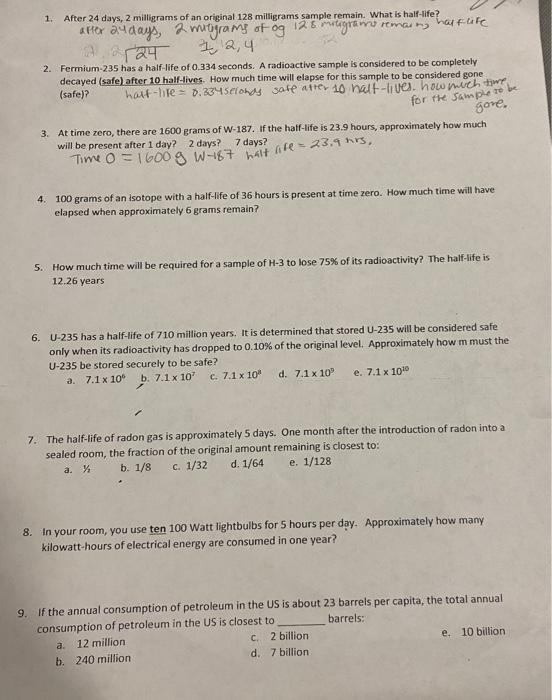 Solved please help me with these questions please show work | Chegg.com