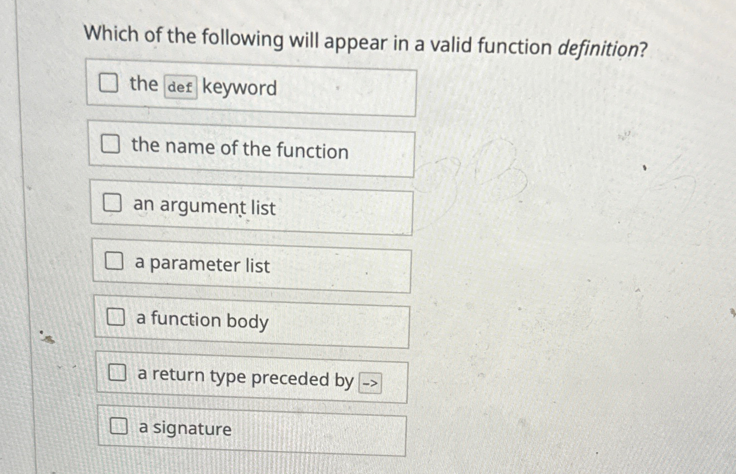 Solved Which of the following will appear in a valid | Chegg.com