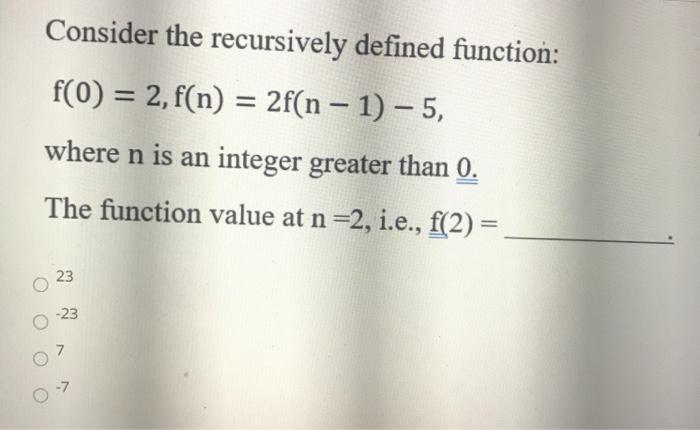 Solved Consider the recursively defined function: f(0) = | Chegg.com