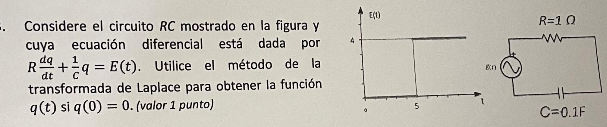 Solved Considere el circuito RC ﻿mostrado en la figura y | Chegg.com